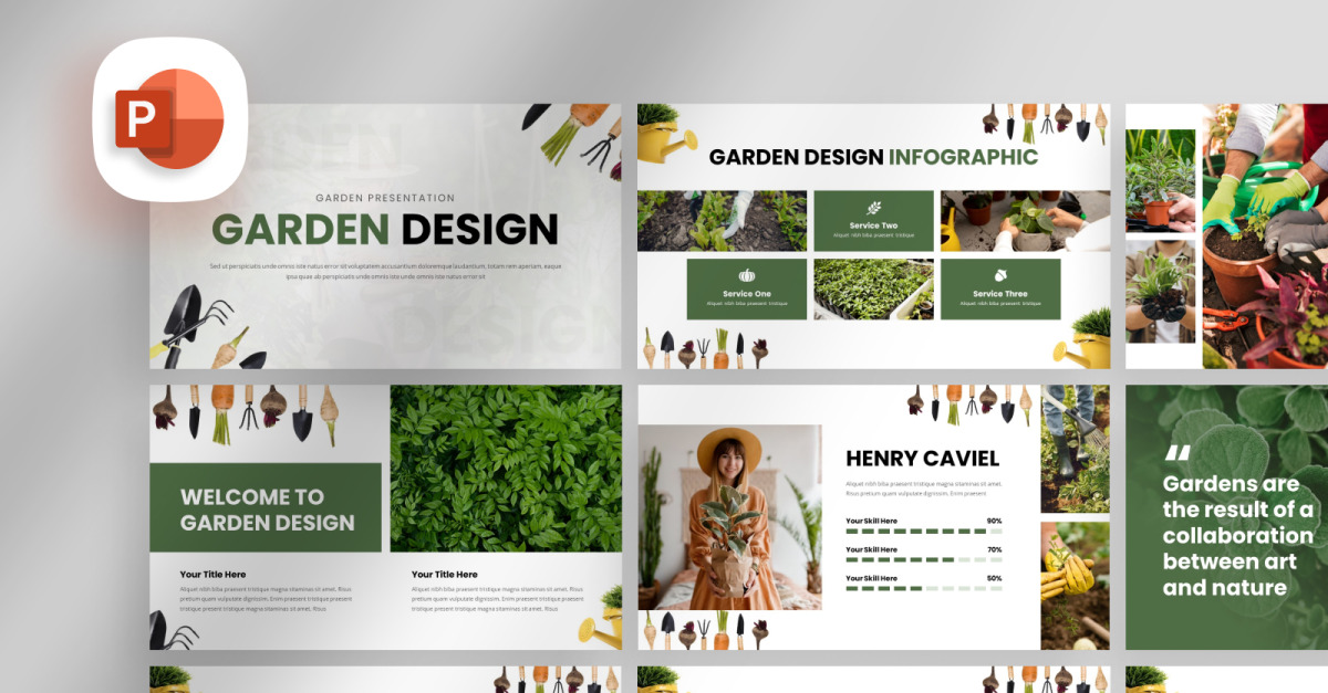 Plantilla de PowerPoint - empresa de diseño de jardines