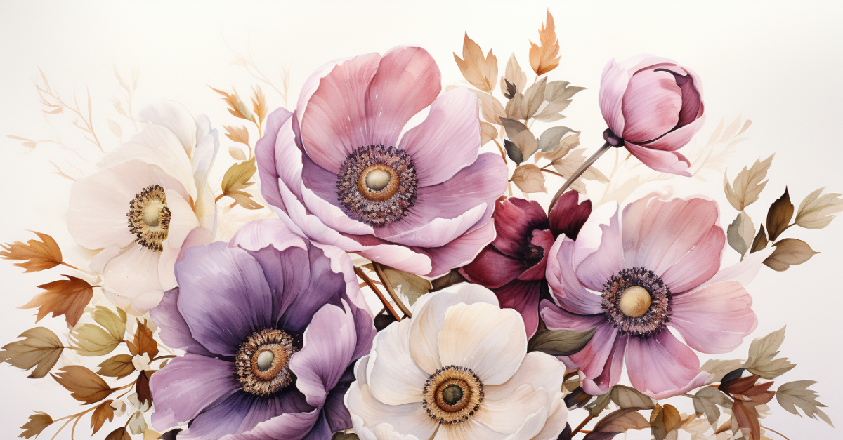 Couronne de bordure florale aquarelle avec fond de feuilles vertes 86