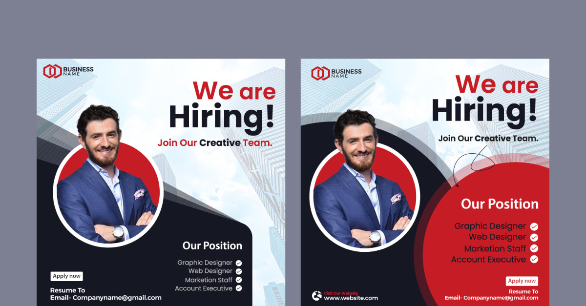 We are hiring Digital Social Media Post Design Template. v2
