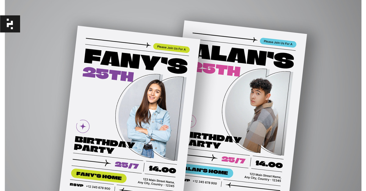 Modern Bold Birthday Invitation #384099 - TemplateMonster