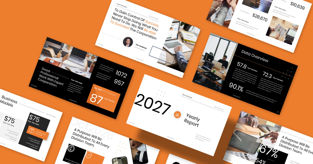 Шаблон презентации годовой статистики годового отчета Powerpoint