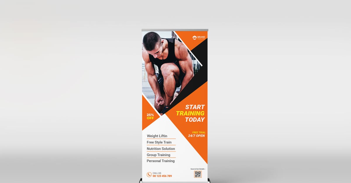 Fitness ve spor salonu pankart tasarım şablonunu topluyor