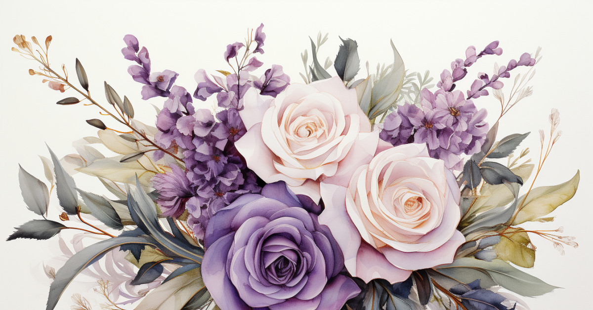 Watercolor Flowers Bouquets, illustration background 389