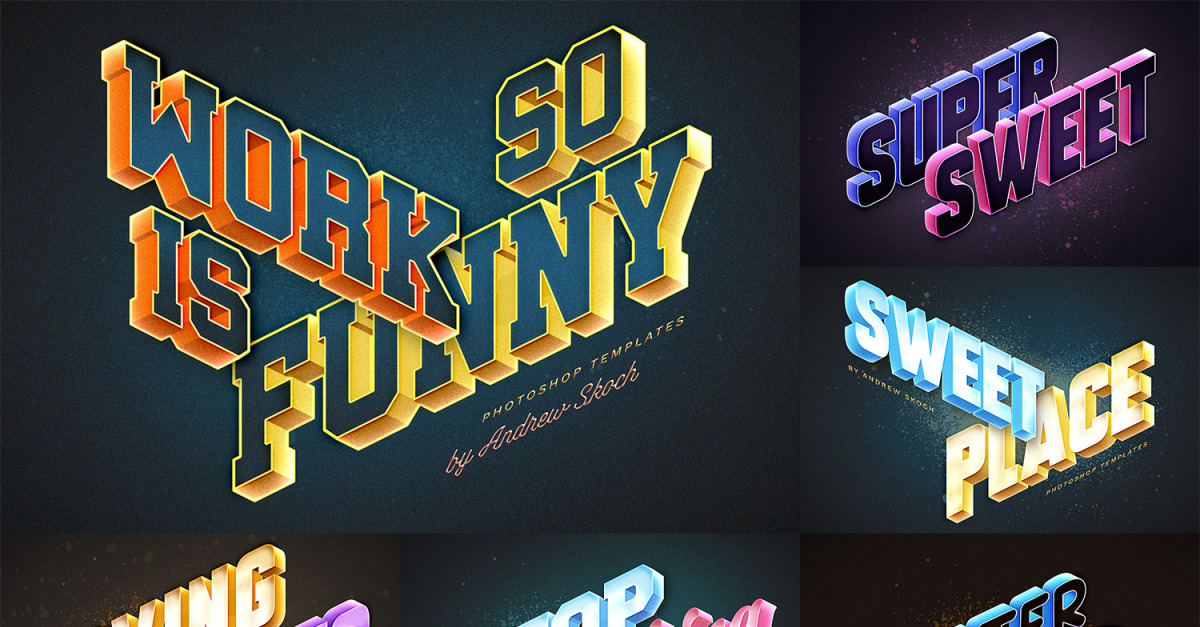 Isometric Text Effects Photoshop Templates - TemplateMonster