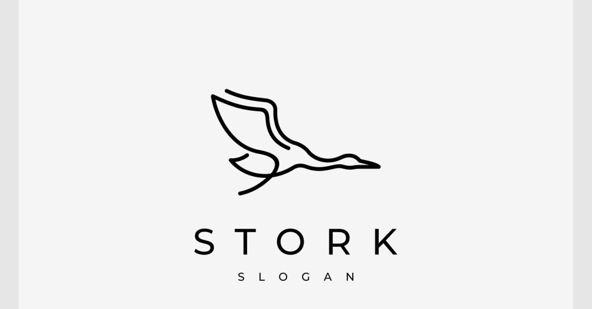 Leylek Turna Balıkçıl Uçan Basit Logo - TemplateMonster