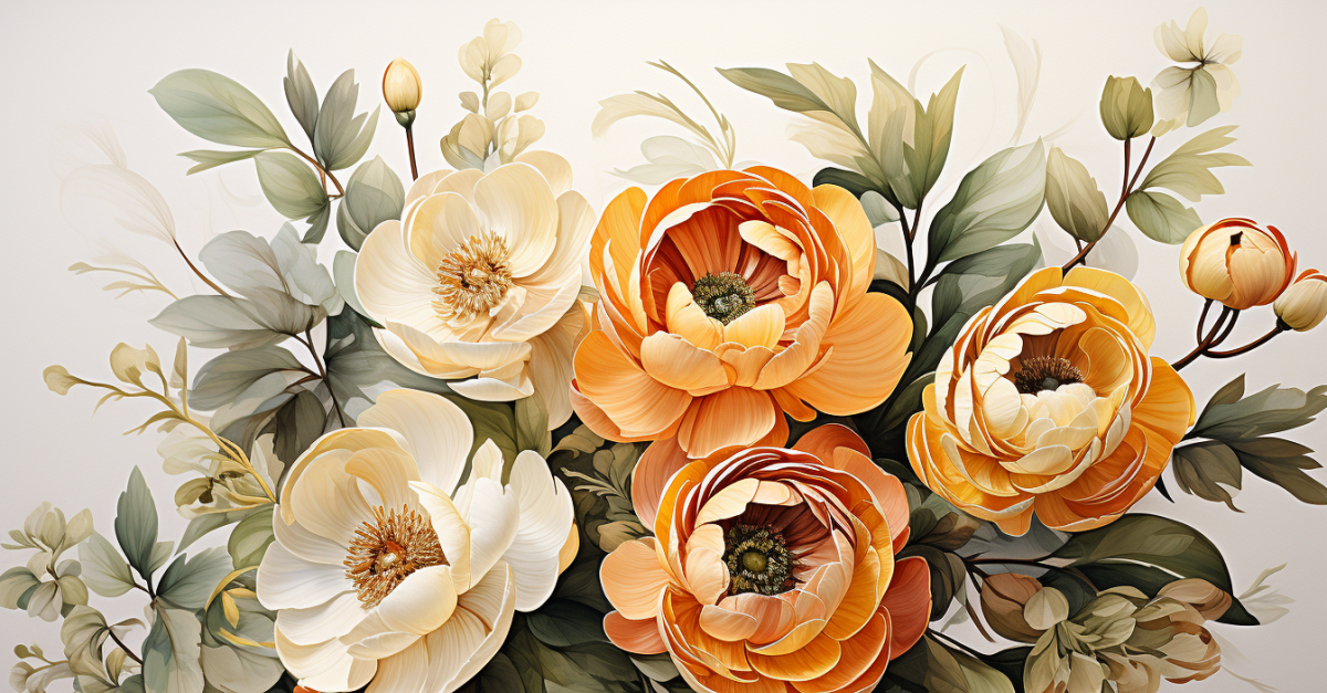 Watercolor Flowers Bouquets, illustration background 489