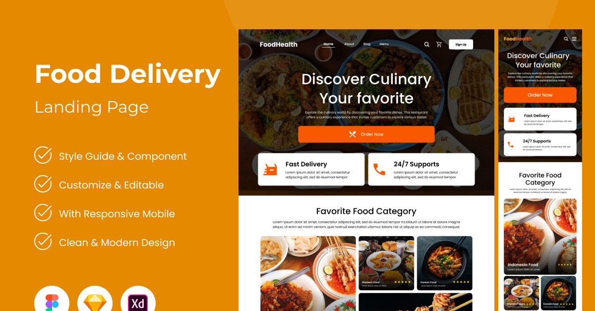FoodHealth - Food Delivery Landing Page V2 - TemplateMonster
