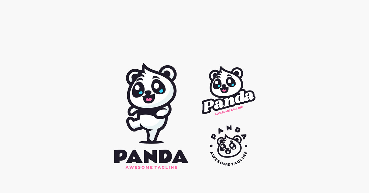Kreslené logo maskota pandy 1 #385960 - TemplateMonster