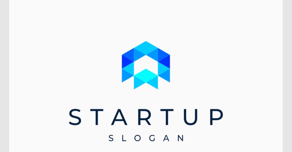 Startup Mosaic Pixel Triangle Colorful Logo - TemplateMonster