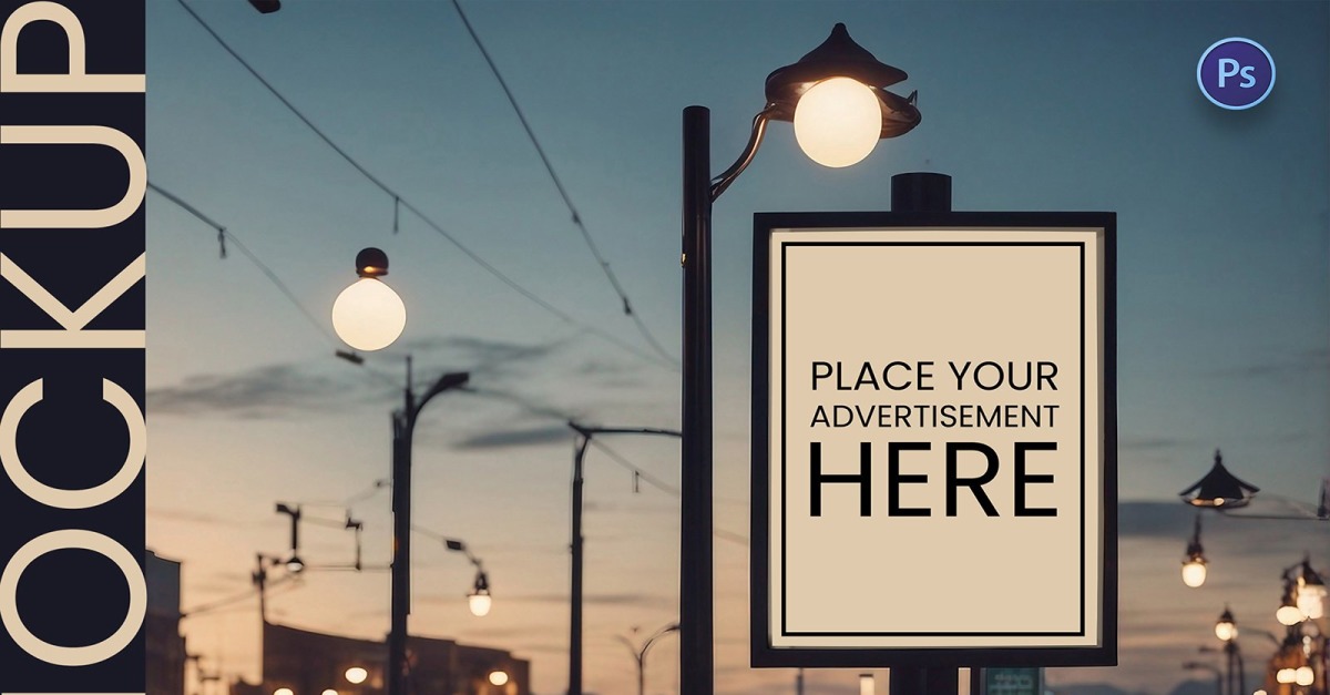 Lamp Post Board Advertisement Mockup PSD Template