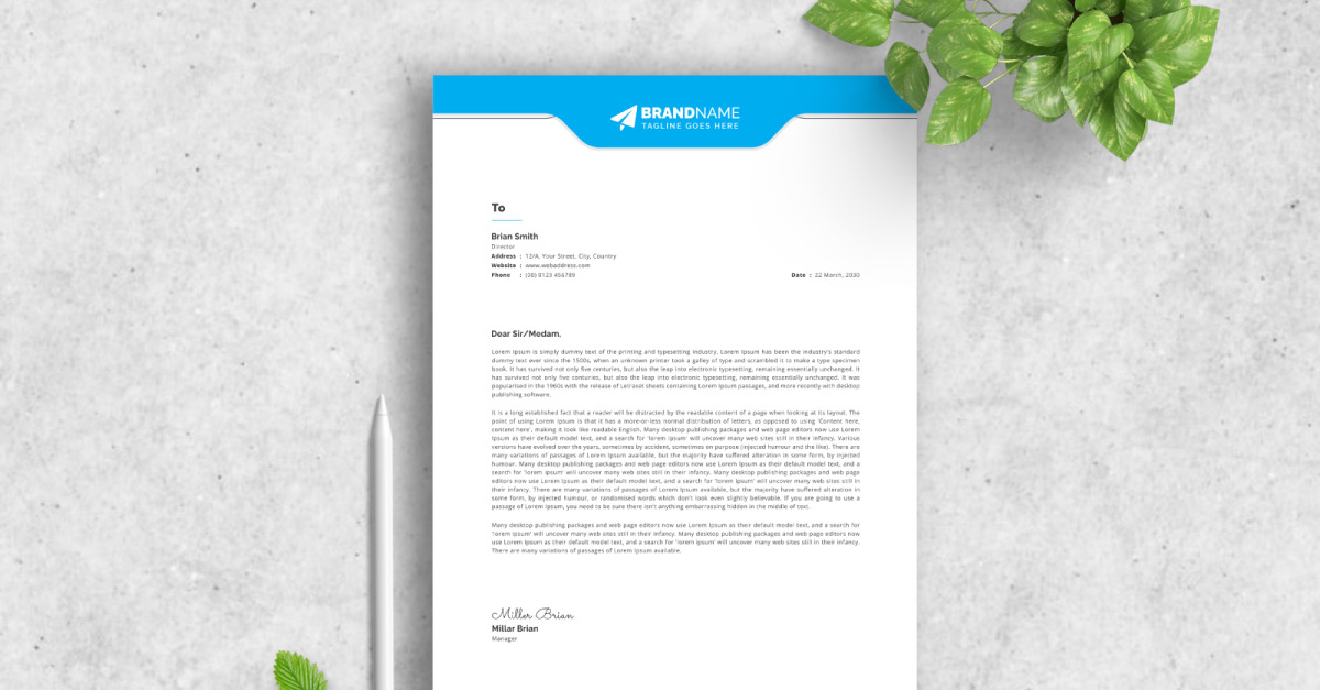 Minimalist Letterhead Design, Clean Letterhead Design