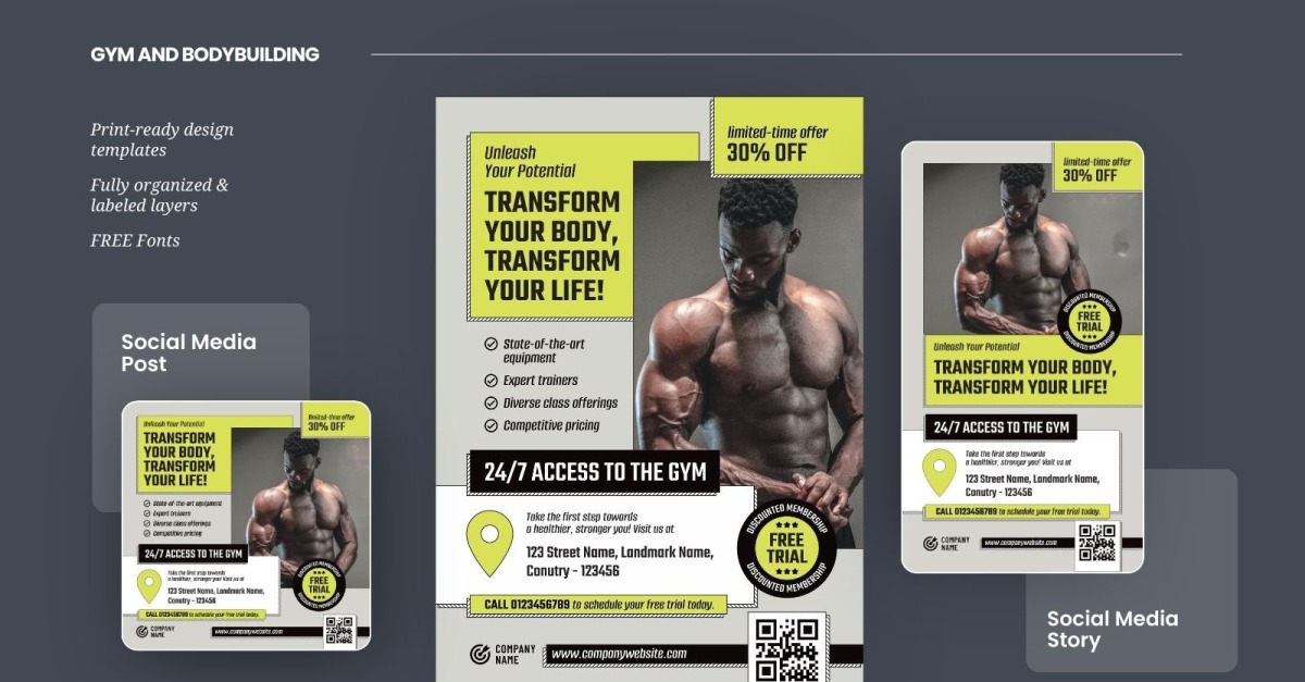 Modèles de modèles de gym et de musculation 03