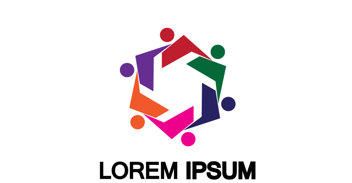 Modèle de logo de travail de groupe d'équipe communautaire version ...