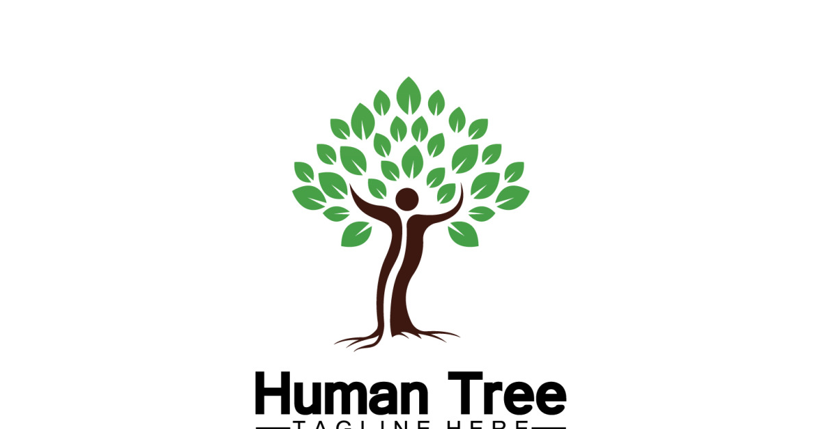 Human tree concept love save green logo version 18