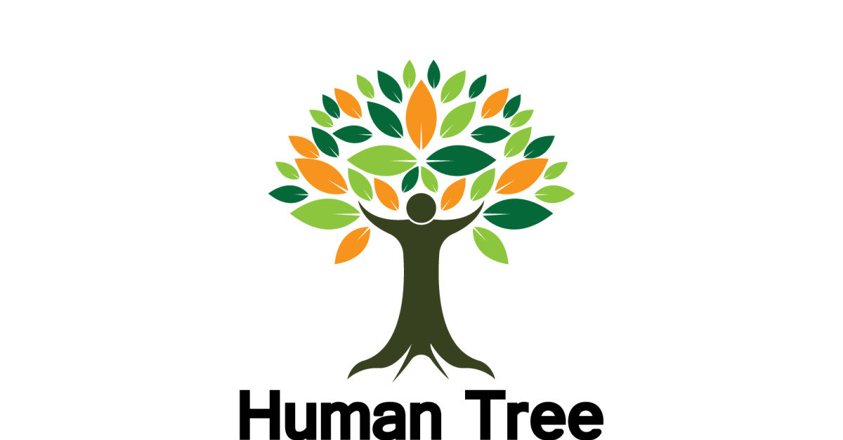 Human tree concept love save green logo version 3