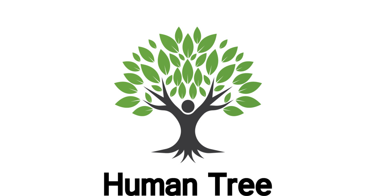 Human tree concept love save green logo version 7