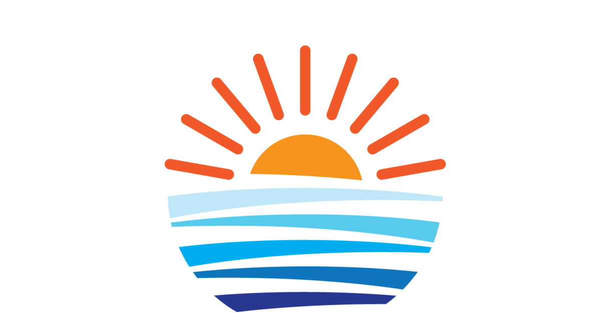 Plantilla de logotipo de sol y océano de olas versión 20