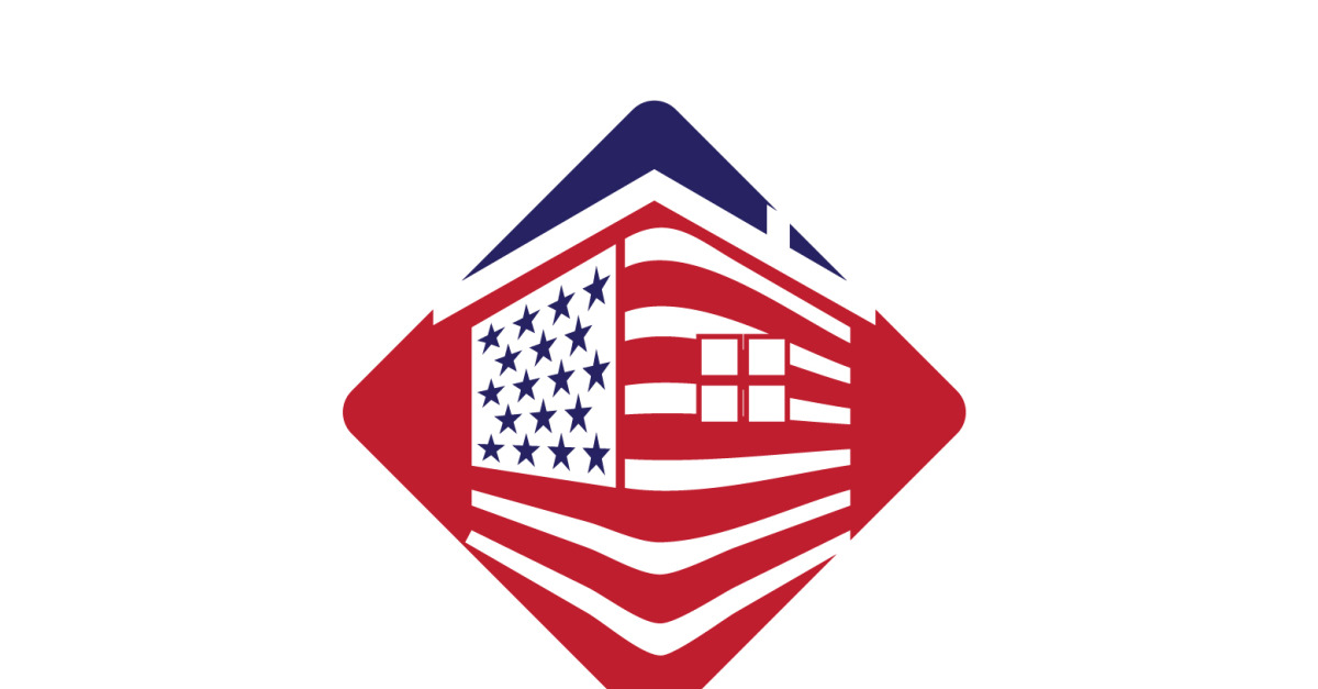 American flag house premium logo vector icon v13