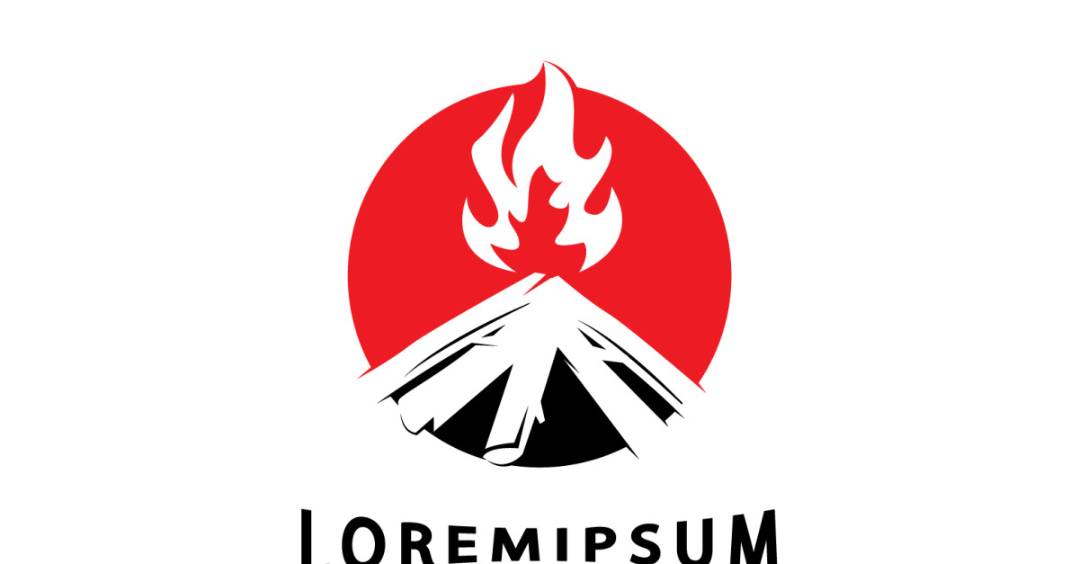 Camp fire icon. Bonfire burning on firewood sign. Vector v11