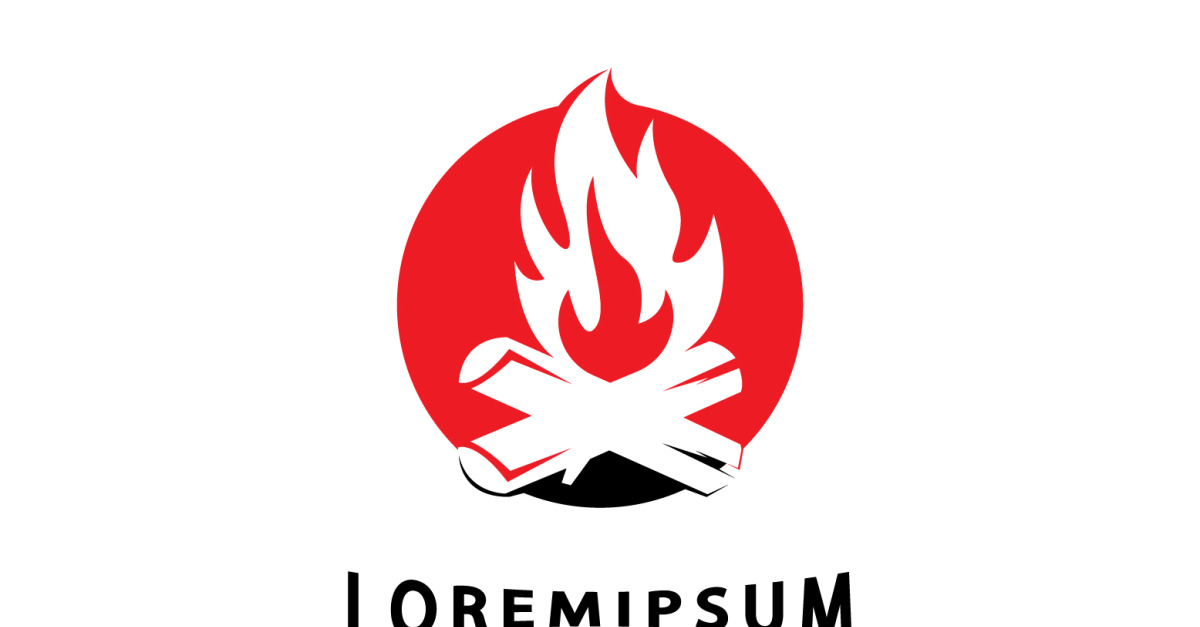 Camp fire icon. Bonfire burning on firewood sign. Vector v15