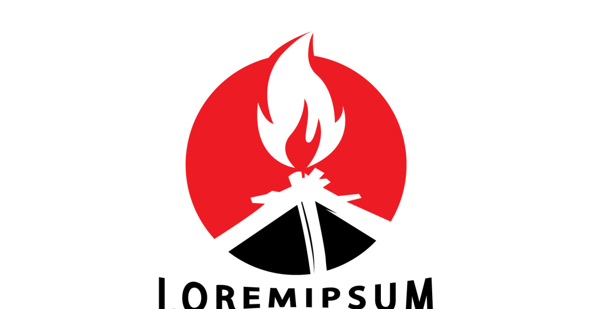Camp fire icon. Bonfire burning on firewood sign. Vector v1