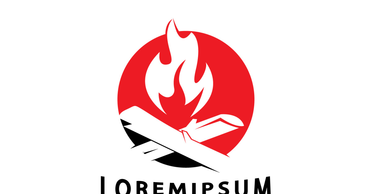 Camp fire icon. Bonfire burning on firewood sign. Vector v5