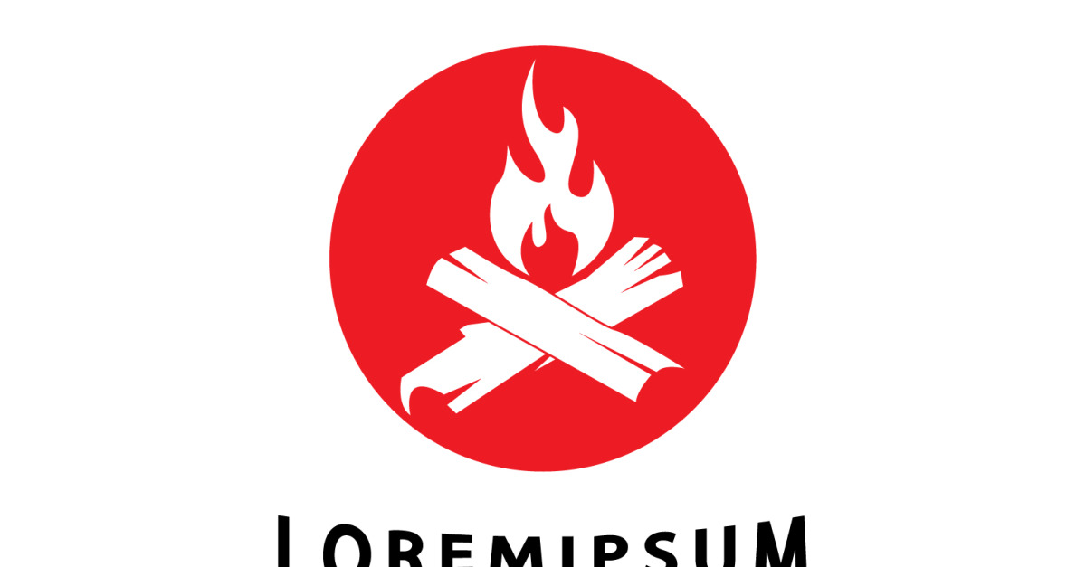 Camp fire icon. Bonfire burning on firewood sign. Vector v6