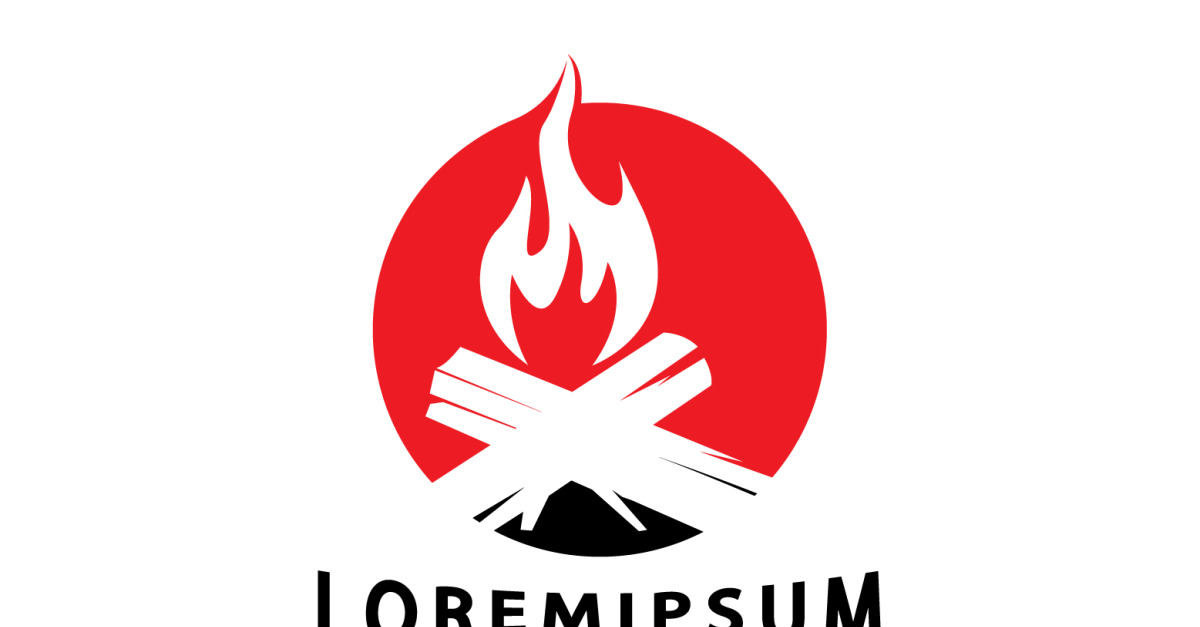 Camp fire icon. Bonfire burning on firewood sign. Vector v8