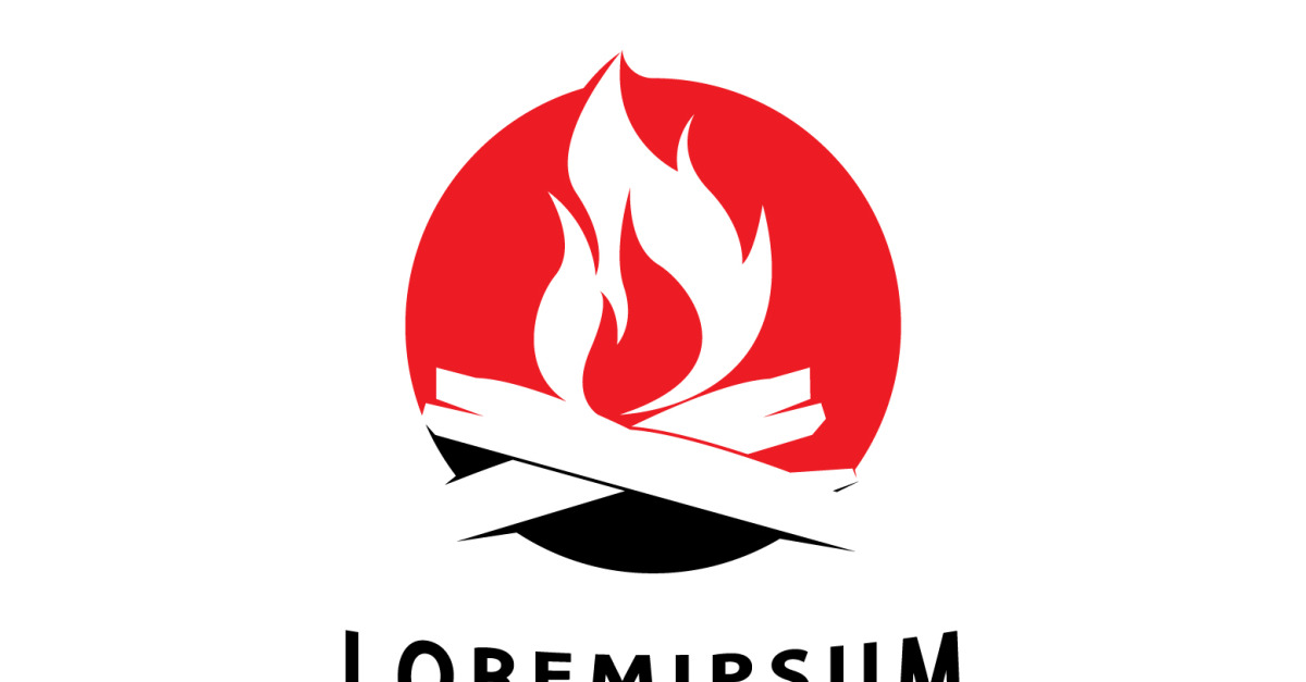Camp fire icon. Bonfire burning on firewood sign. Vector v9
