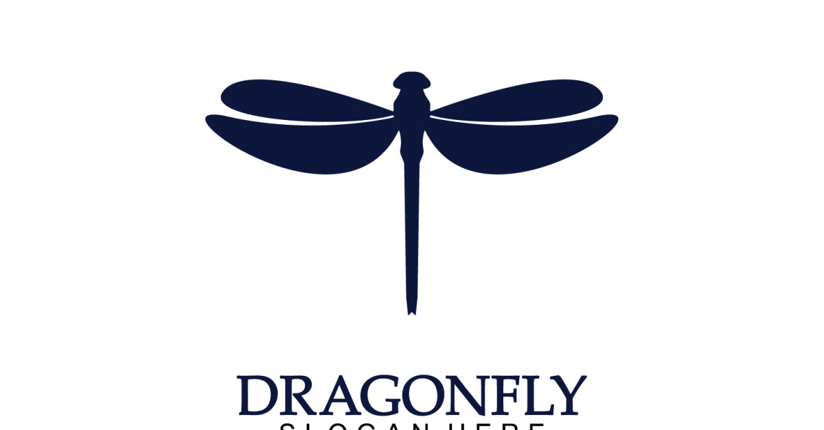 Dragonfly silhouette icon flat vector illustration logo clipart v5
