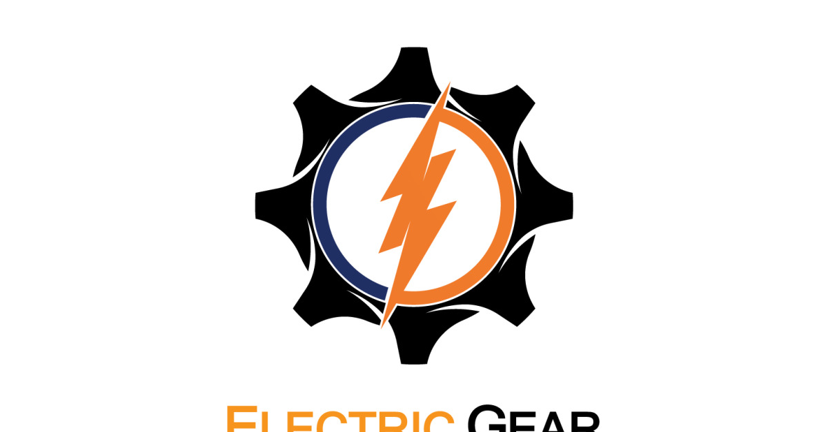 Lightning thunderbolt electricity gear vector logo design v17