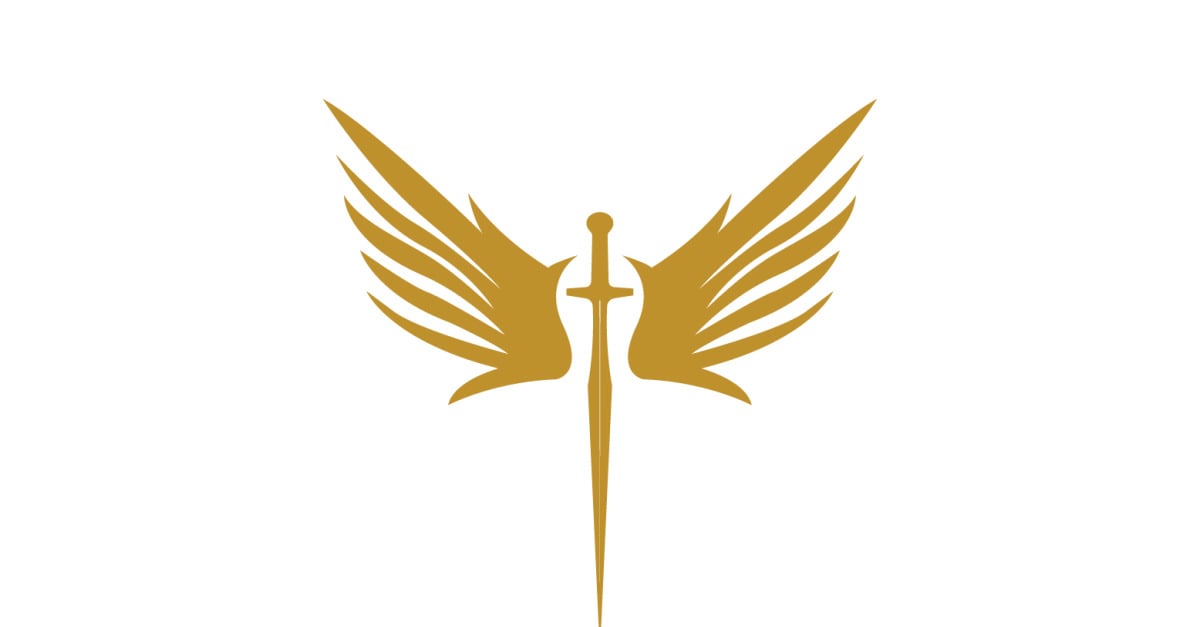 Sword with Wings. Golden Sword Symbol v12 - TemplateMonster