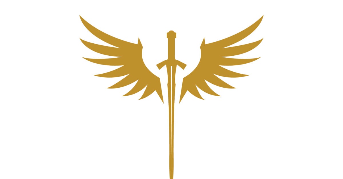 Sword with Wings. Golden Sword Symbol v14 - TemplateMonster