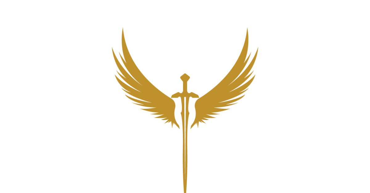 Sword with Wings. Golden Sword Symbol v17 - TemplateMonster