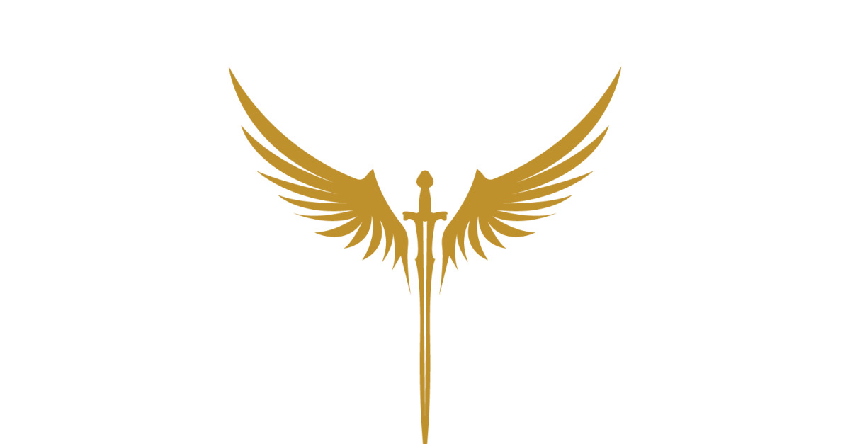 Sword with Wings. Golden Sword Symbol v19 - TemplateMonster