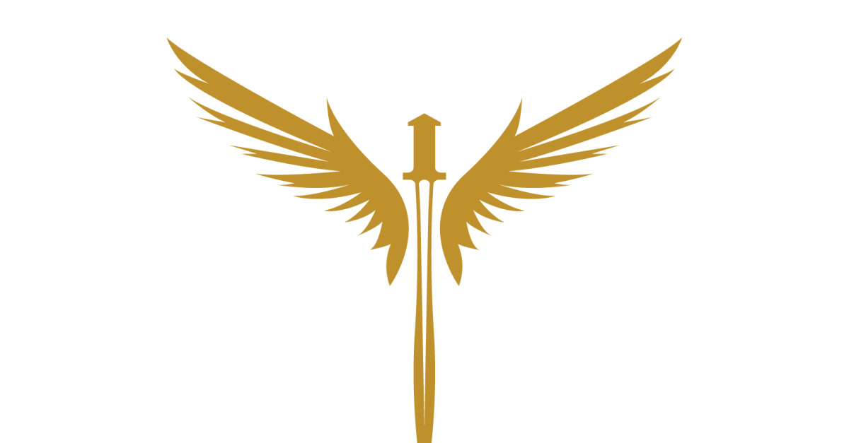Sword with Wings. Golden Sword Symbol v24 - TemplateMonster