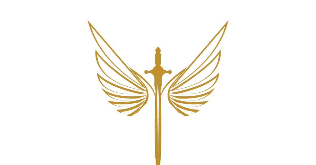 Sword with Wings. Golden Sword Symbol v25 - TemplateMonster