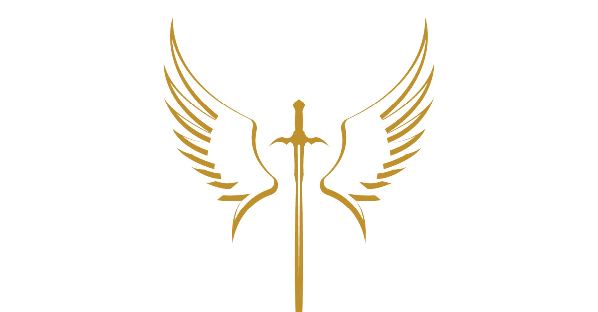 Sword with Wings. Golden Sword Symbol v28 - TemplateMonster