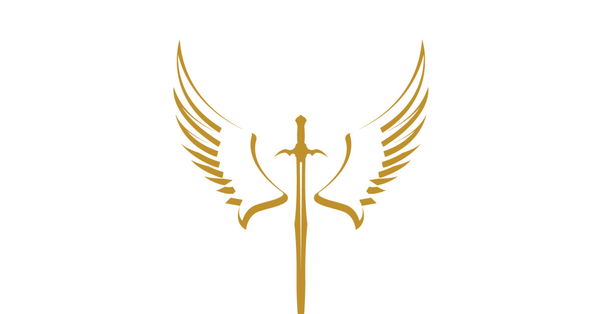 Sword with Wings. Golden Sword Symbol v30 - TemplateMonster