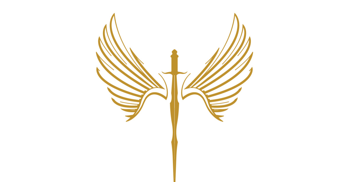 Sword with Wings. Golden Sword Symbol v31 - TemplateMonster