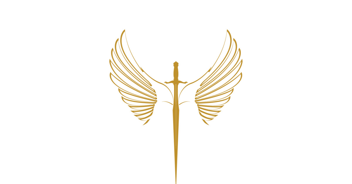 Sword with Wings. Golden Sword Symbol v32 - TemplateMonster