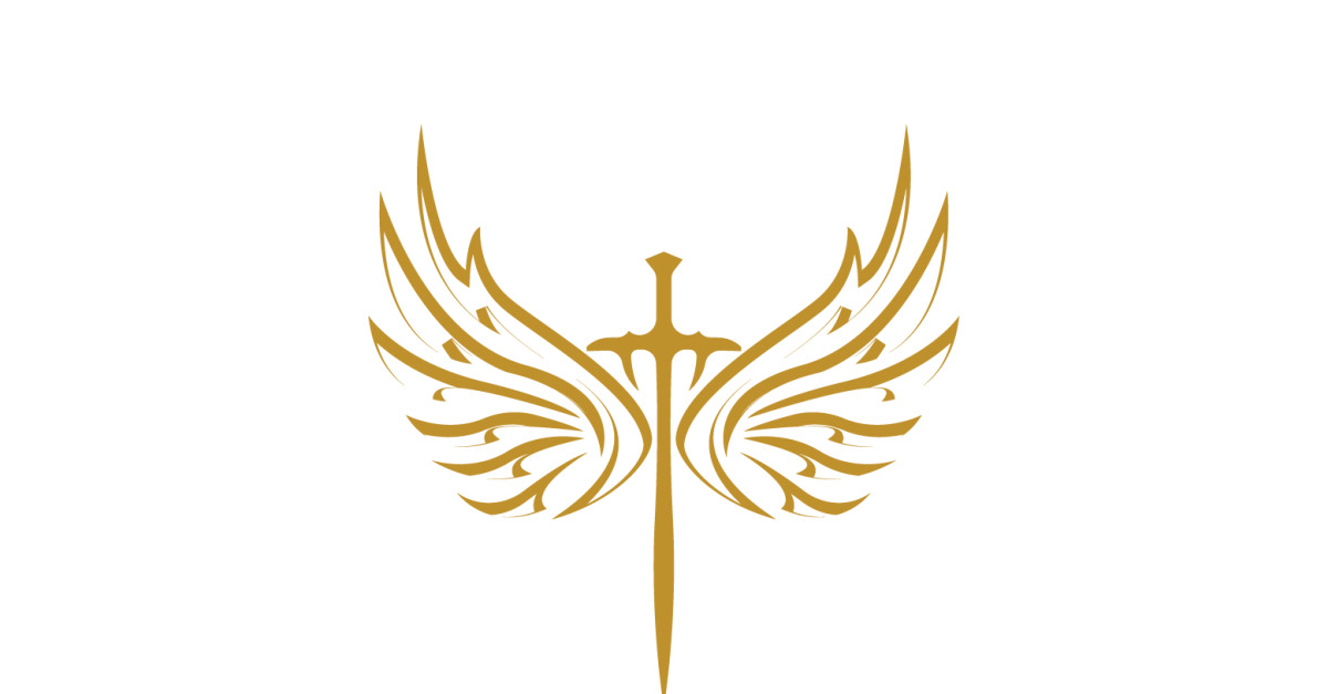 Sword with Wings. Golden Sword Symbol v34 - TemplateMonster