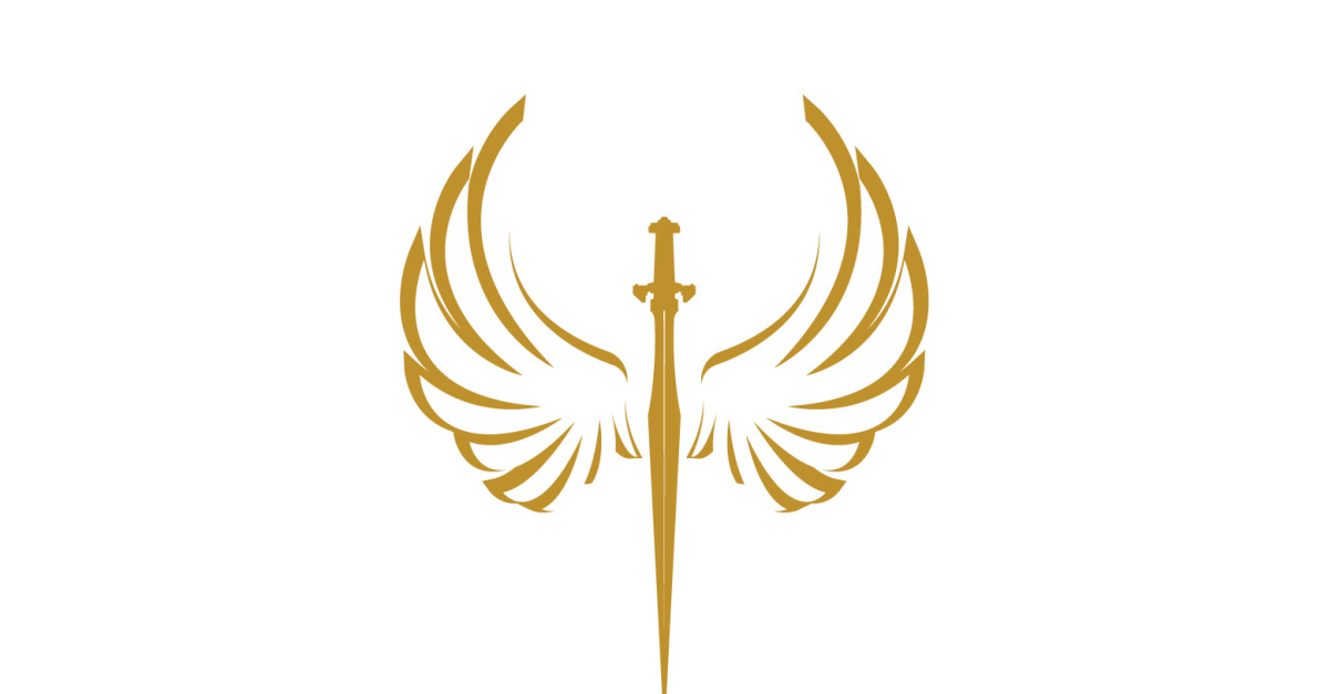 Sword with Wings. Golden Sword Symbol v46 - TemplateMonster