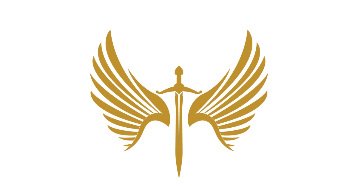 Sword with Wings. Golden Sword Symbol v4 - TemplateMonster