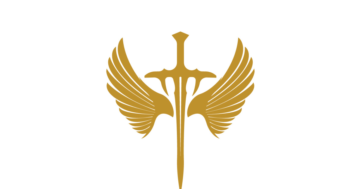Sword with Wings. Golden Sword Symbol v5 - TemplateMonster
