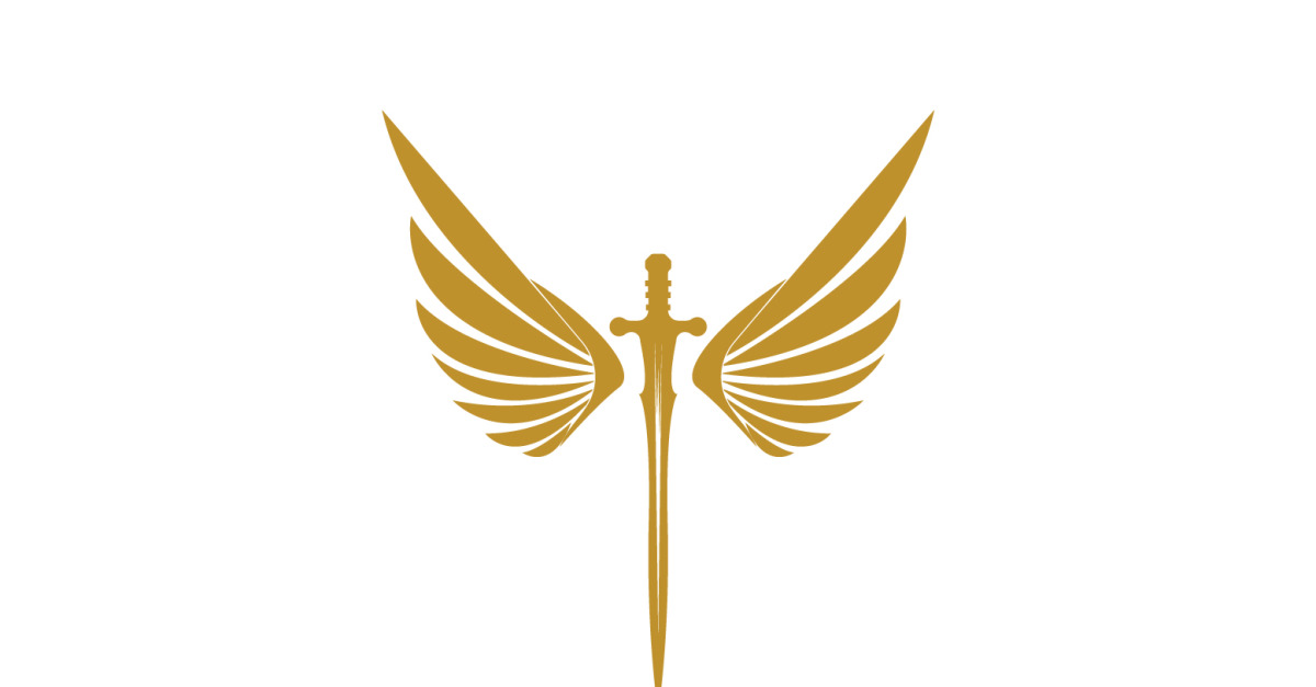 Sword with Wings. Golden Sword Symbol v9 - TemplateMonster