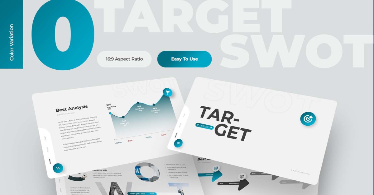 Cible - Analyse des données SWOT PowerPoint - TemplateMonster