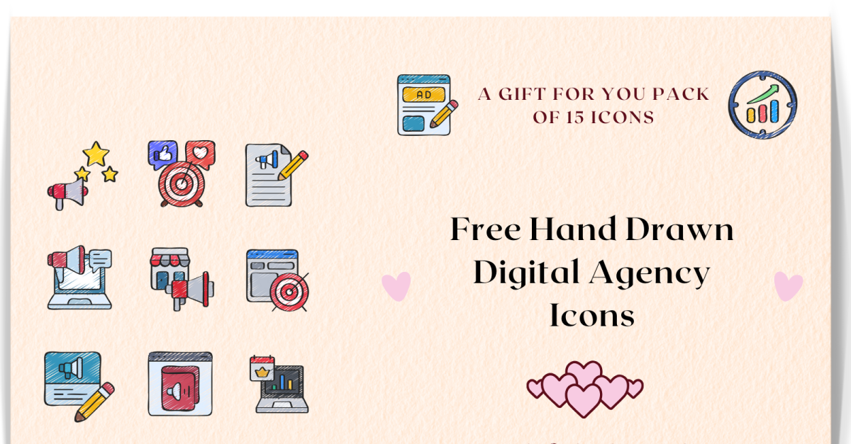 Iconos de agencia digital dibujados a mano gratis