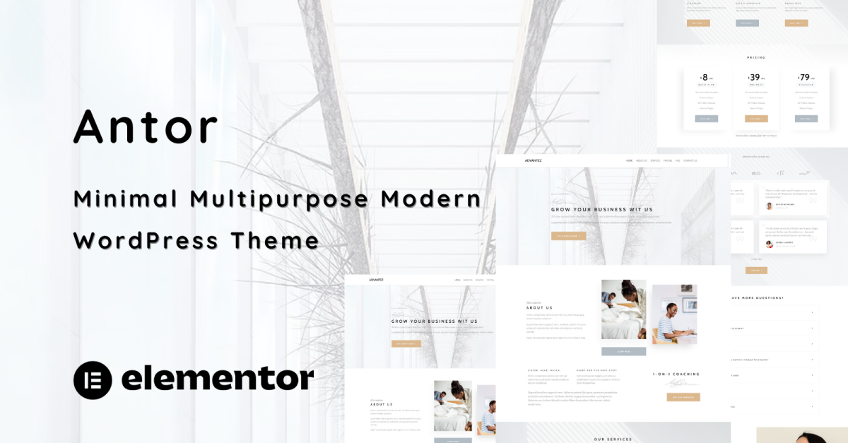 Antor – Thème WordPress d'une page pour portfolio minimaliste