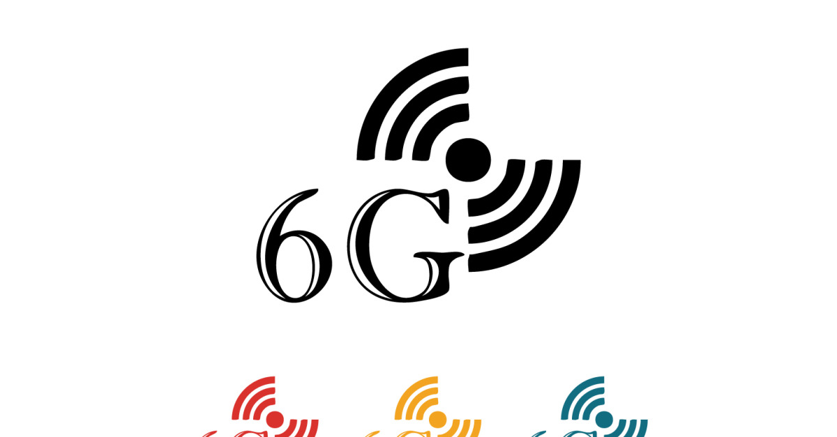 6G signal network tecknology logo vector icon v10